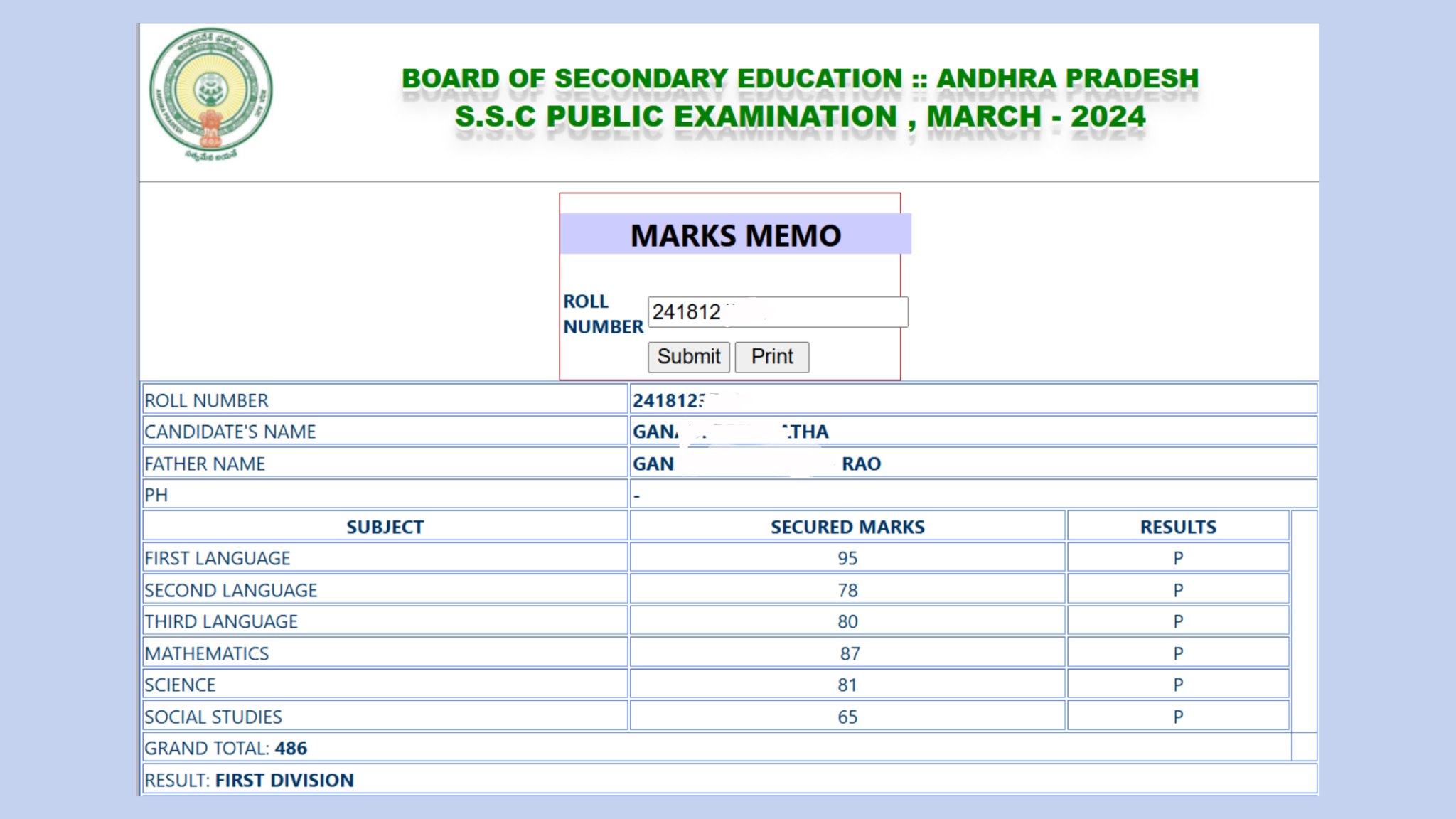 SSC Marks Memo AP Download & Print bse.ap.gov.in